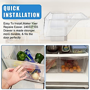 [2 PACK] UPGRADED 240337103 Crisper Bin Drawer Replacement for Frigidaire Kenmore Refrigerator Drawer Replacement, Fridge Drawer for Frigidaire Replacement Drawer Parts AP2115741, 240337100, 240337102