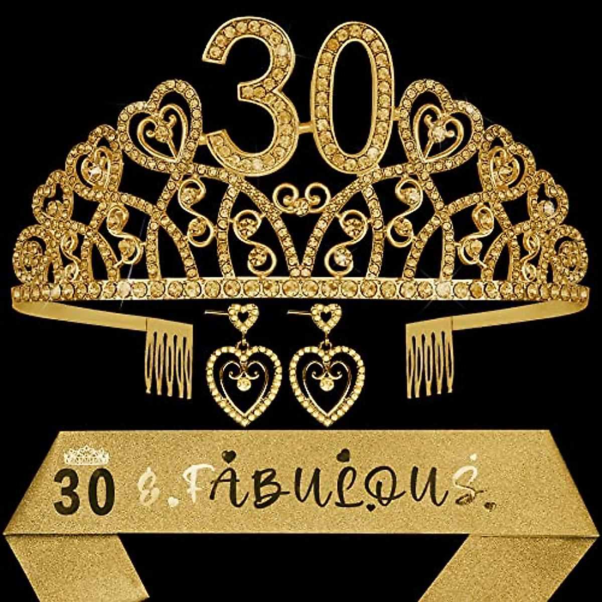 30th Birthday Gifts for Women,30th Birthday Tiara and Sash,30 and Fabulous,30th Birthday Crown,30th Birthday Decorations for Women,30th Birthday Party Favor,30th Birthday Supplies,30th Bday Tiara