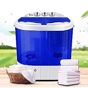 WSDJ, Portable Mini Washing Machine, 10.4lbs Capacity, Washer(6.6lbs)&Spiner(3.8lbs), Semi-automatic Blue Cover, GT36347395-10106-1953006301