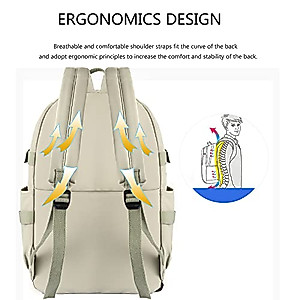 School Backpack Classic Basic Water Resistant Casual Daypack for Travel with Bottle Side Pockets Lightweight Bookbag College High School Bags For Boys Girls Gray Green/White