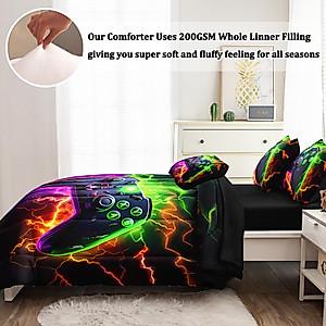 BERTSUCA Twin Gamer Bedding Sets for Boys Teen, 4 Pcs Gaming Twin Comforter Set for Boys, Kids Twin Bedding Set for All Season