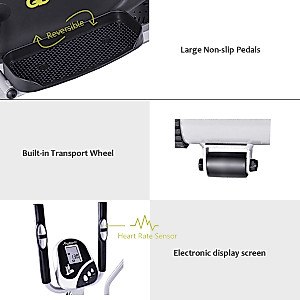 Nightcore 2 in 1 Elliptical Fan Bike Dual Cross Trainer Machine, Workout Exercise Bike with Electronic Display Screen Adjustable Seat & Two Pairs of Armrests for Indoor Home Office Gym Use, Black