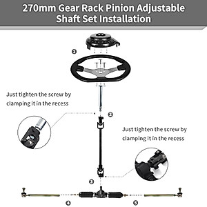 270mm Front Steering Wheel Tie Rod Gear Rack Pinion Shaft Kit Fit for ATV Go Kart Quad Trike