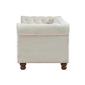 EMKK Chesterfield Sofa, Classic Tufted Upholstered Couch, Modern 3 Seater Loveseat Long Settee Furniture with Rolled Arms and Nailhead,Back and Legs for Living Room Office, Apartment