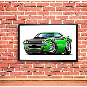 1970 Challenger T/A Sublime Green Car 36" x 24" Wall Art Poster Print