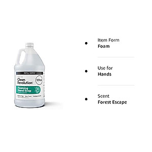 Clean Revolution Foaming Hand Soap Refill Supply Container, Ready to Use Formula, Forest Escape Fragrance, Gluten Free, 128 Fl. Oz