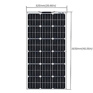 XINPUGUANG Flexible Solar Panel 100W 12V Monocrystalline Solar Charger Off-Grid for RV Boat Cabin Van Car Trailer