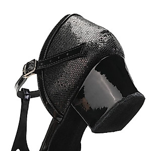 AOQUNFS Women Latin Dance Shoes Closed Toe Ballroom Salsa Tango Practice Party Wedding Dancing Shoes,2040-Black-4,US 8