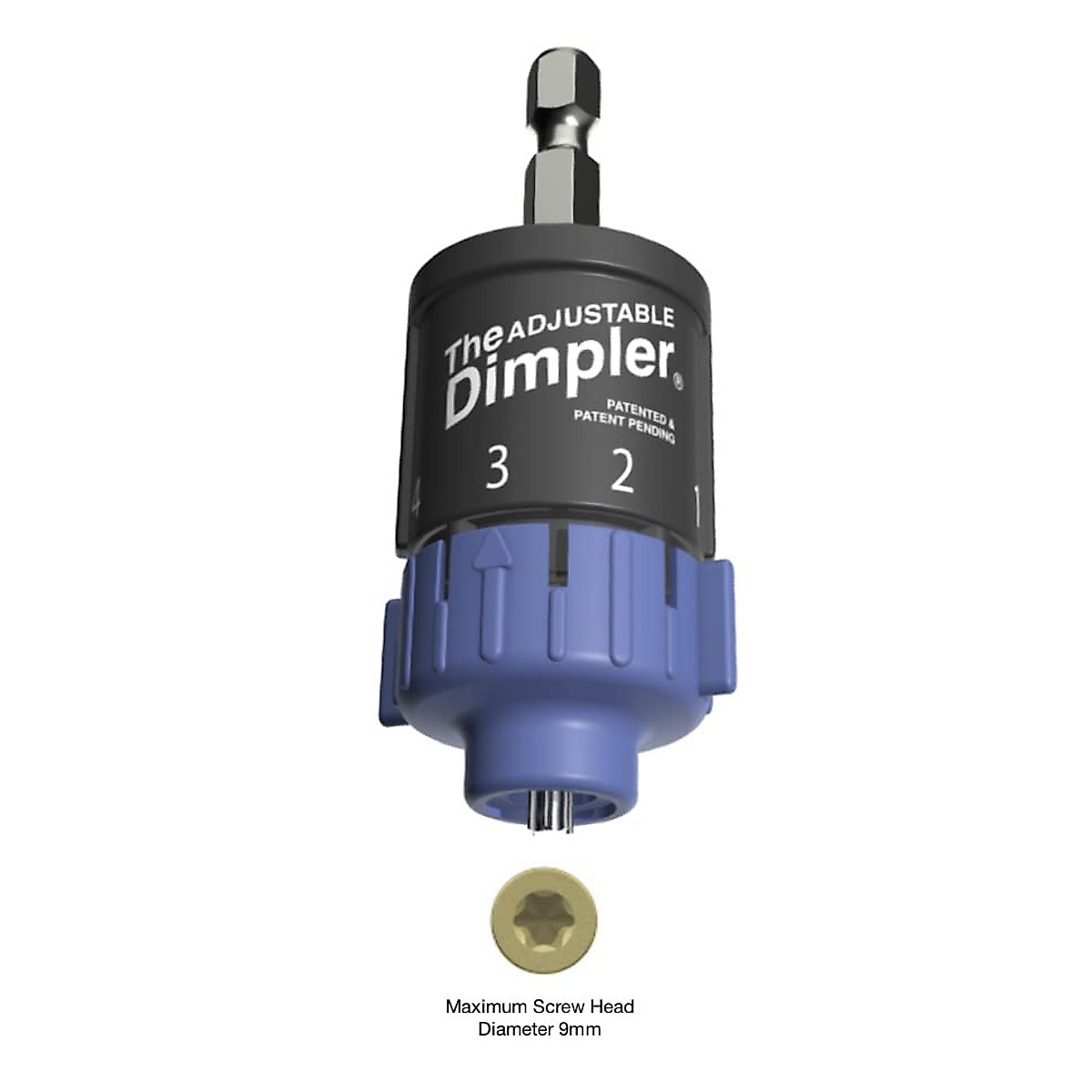 Adjustable DIMPLER ® Drywall Bit - Perfect for Converting Electric and Impact Drills into a Drywall and Deck Screw Gun holds the screw with a Powerful Magnet.