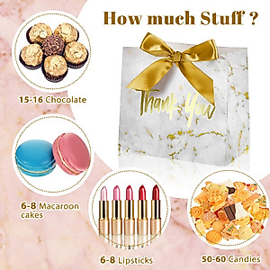 Leinuosen 12 Pcs Small Thank You Gift Bag, Party Favor Bags, Bridal Shower Gift Bags for Guests, Gift Wrap Bags Wedding Baby Shower Birthday Party Supplies(Marble, Gold,7 x 6.3 x 3.9 Inch)