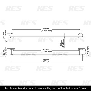 KES Bathroom Towel Bar, Towel Hangers for Bathroom Wall Shower Hand Towel Holder Hanger 27.6 Inches SUS304 Stainless Steel RUSTPROOF Wall Mount Brushed Steel, Total Length 29.9 Inch, A2000S75-2