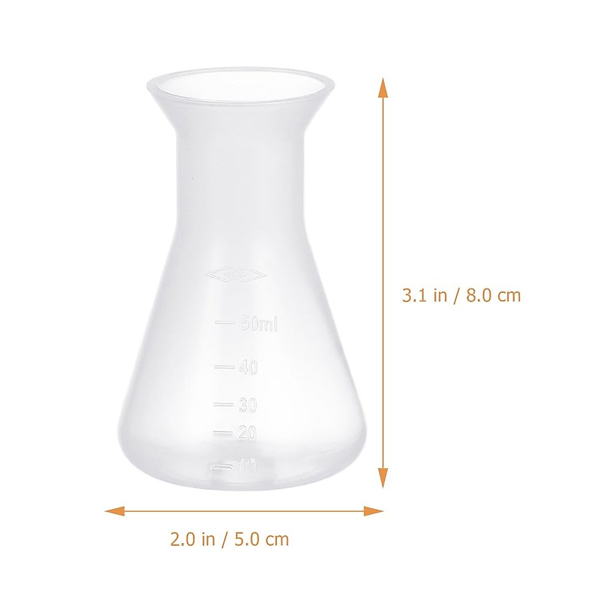 Laboratory Flask, Plastic Erlenmeyer Flask, Clear Scale Plastic Conical Flask 50ml Narrow Neck Without Cap for Lab Home (6pcs)