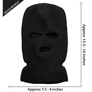 KBH-16 BLK Three Hole Mask Winter Knit Ski Hat Ribbed Beanie Balaclava