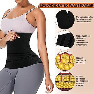 LWDUDE Upgrade Sweat Bands for Stomach Made of Natural Latex,Anti-curl Waist Trainers for Women Belly Fat .Waist Shaper for Women and Men is Suitable for Sports, Postpartum Recovery. Black