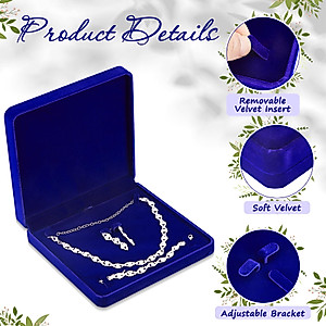 Yinkin 6 Pcs Velvet Jewelry Set Box Jewelry Display Case Earring Ring Bracelet Necklace Gift Box Pearl Necklace Storage Case for Wedding Travel Anniversary Valentines(Royalblue)