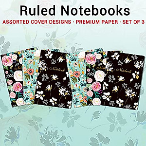 3 Pack A5 Notebook - Lined Journal Notebooks, 8'' x 5'', 180 Pages/Pack, 100gsm Thick Paper, Classic College Ruled Notebooks for Office, School Supplies