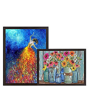 Nohouis Diamond Painting Picture Frames 12x16,for 13 x 17 in/35 x 45cm 5D Diamond Painting Art Kits Diamond Painting Pictures or Photos,Black Natural Solid Wood Wall Hanging Picture Frame