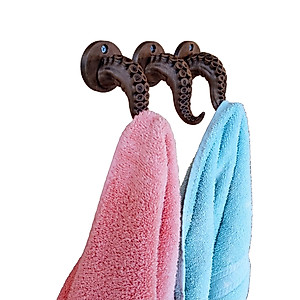 3 Piece Tentacle Hook Set Octopus Hangers Towel hooks antique bronze finish