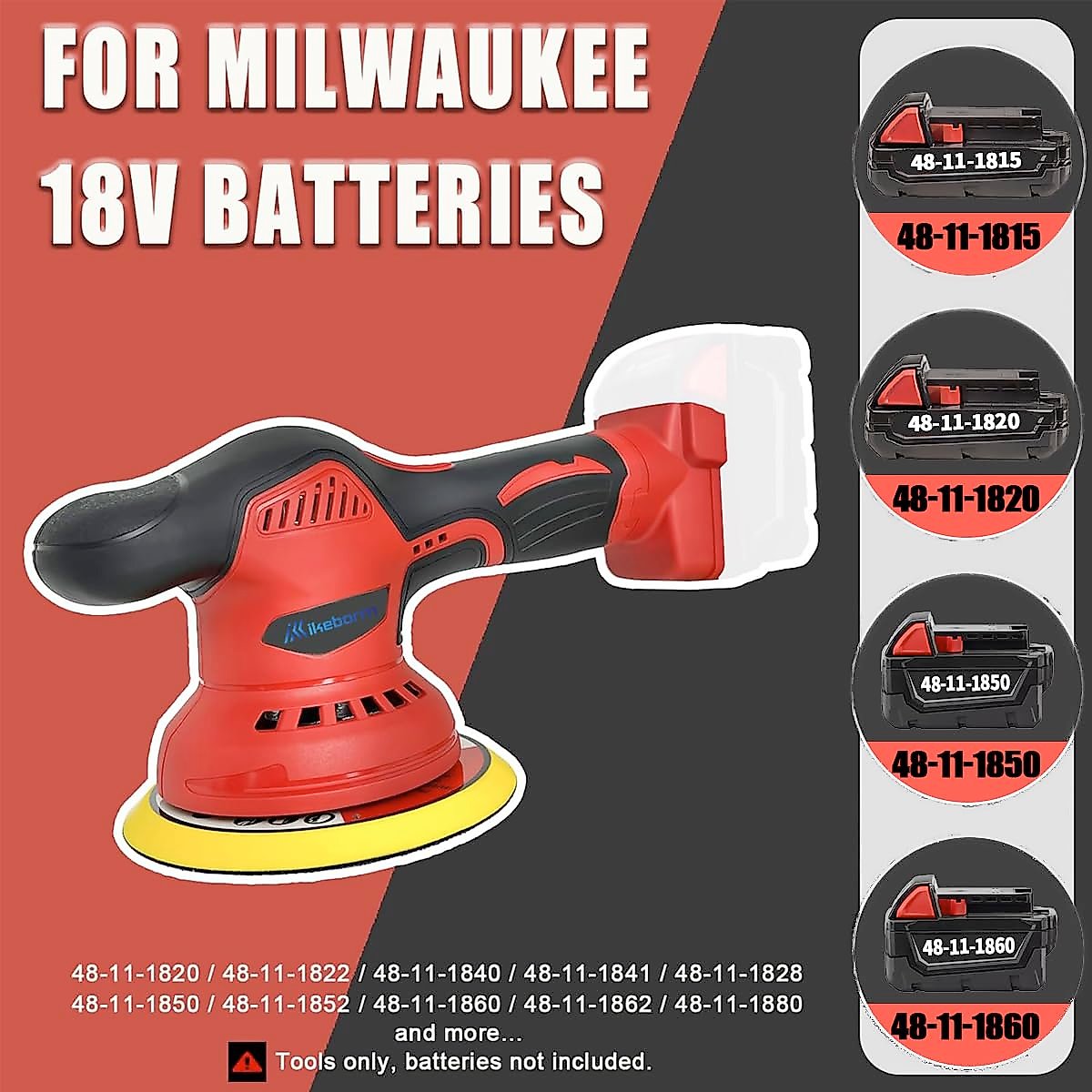 Cordless Car Buffer Polisher for Milwaukee 18V Battery 48-11-1850, Orbital Polisher with 6 Variable Speed, Power Polisher Replace 2738-20 for Car Detailing/Polishing/Waxing(Battery Not Included)