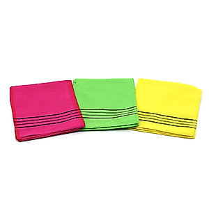 GOLDSANGSA-Korean Exfoliating Towel Washcloth Mitts 12pcs(Green4,Red4,Yellow4)/Korean Italy Towel Skincare Exfoliating Scrub Bath Cloth Remove Dead Skin