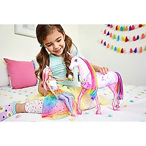 Barbie Dreamtopia Doll & Unicorn Set, Pink-Haired Fashion Doll & Magical Lights Unicorn Toy with Rainbow Mane, Lights & Sounds (Amazon Exclusive)
