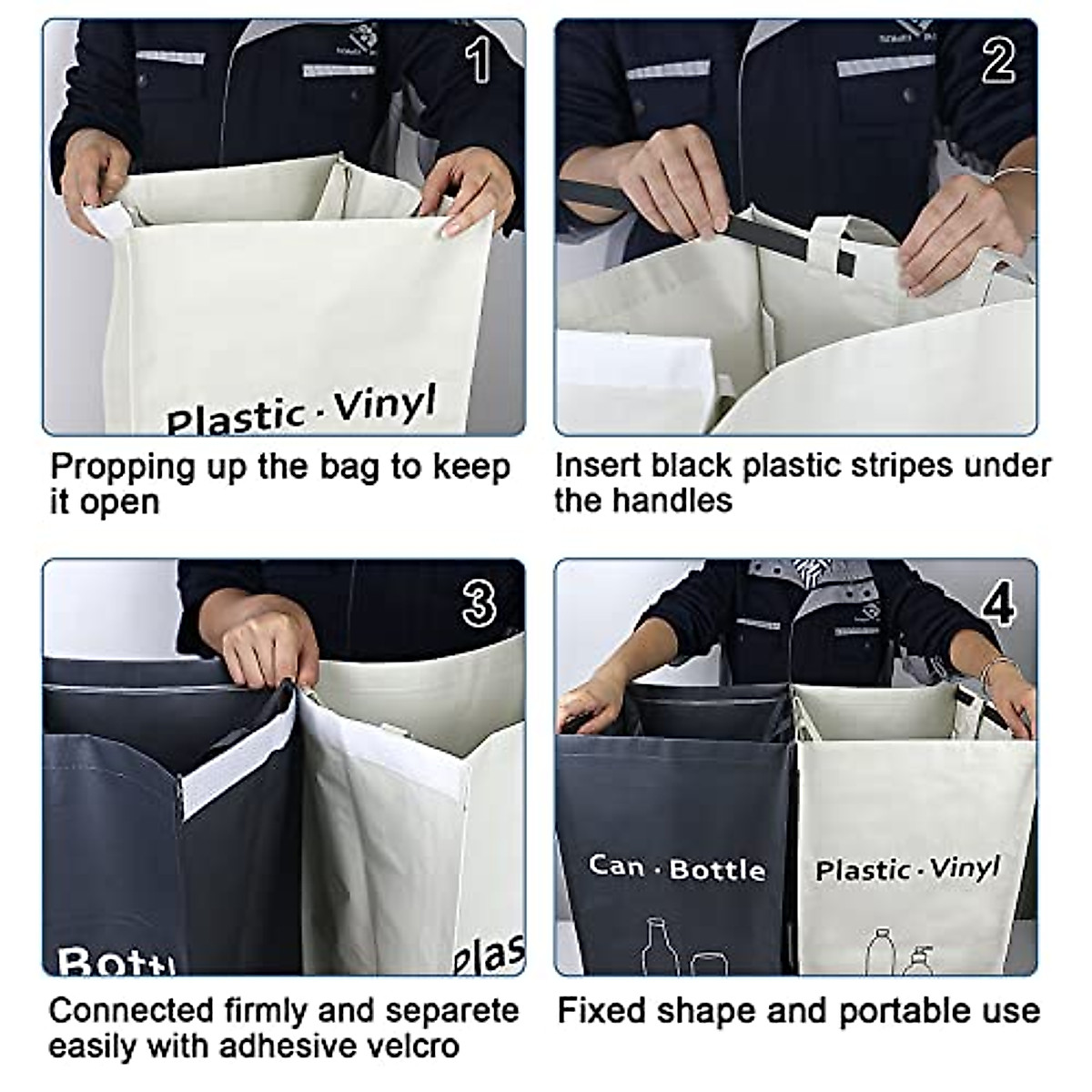 JIALAI HOME 2 Pack Separate Recycling Waste Bin Bags, Recycle Bins for Kitchen Home - 28 Gallon Trash Bin, Recyclable Waste Trash Sorting Organizer, Durable, Washable, Affordable Recycle Bags