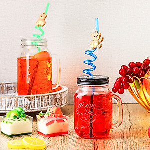 24 Pieces Bear Party Favor Bear Party Straws Reusable Bear Straws Kids Bear Drinking Straw for Bear Baby Shower Birthday Party Supplies with 2 Cleaning Brushes