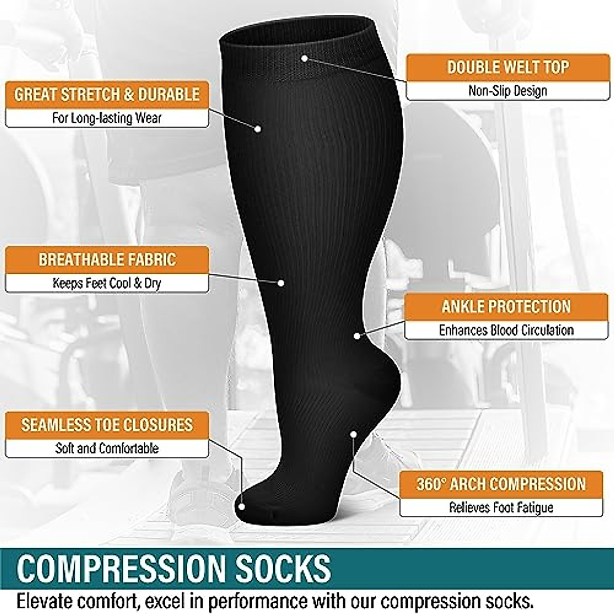 FEYHAY Copper Compression Socks (3 Pairs) 20-30 mmHg Circulation is Best Athletic & Daily for Men & Women, Running, Climbing