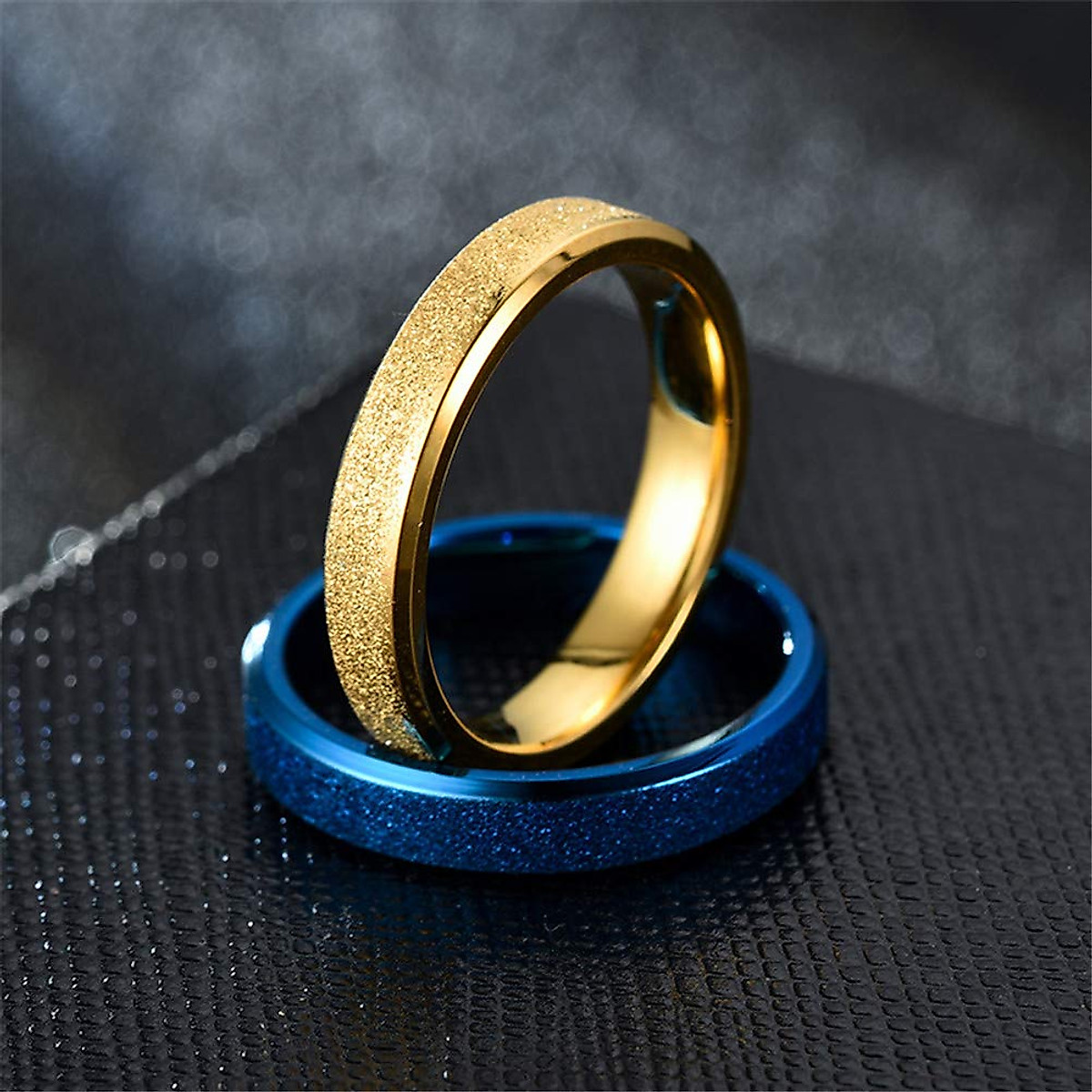 PAURO Unisex Stainless Steel Matte Finished Ring Engagement Promise Wedding Band 4MM Gold Size 10