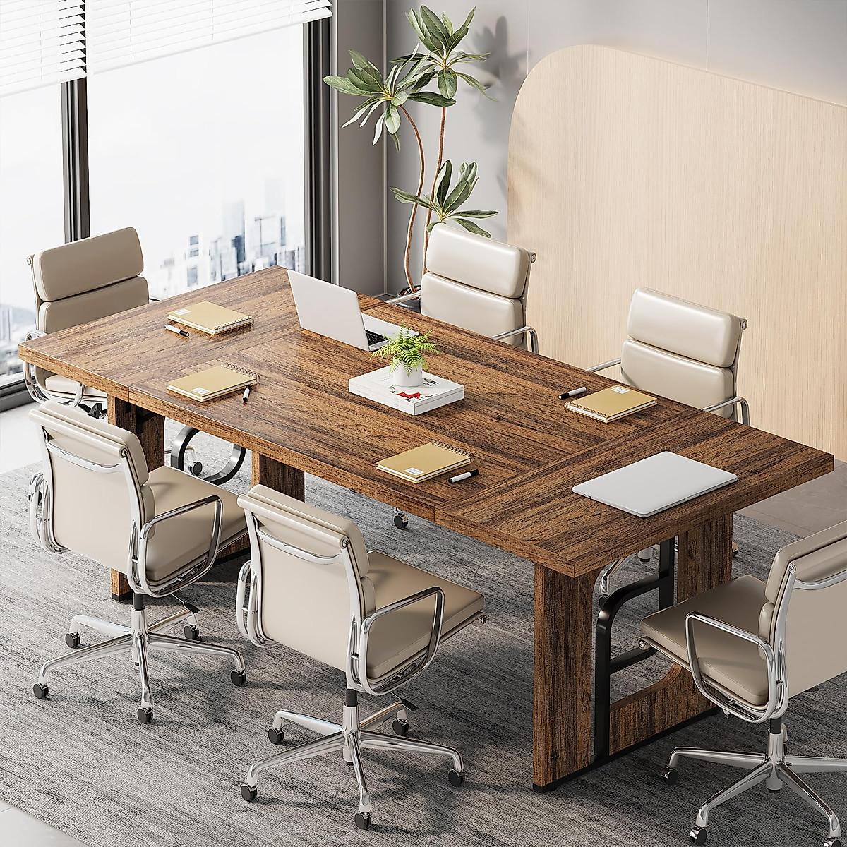 Condemo 71 inch Large Executive Office Desk, Simple Computer Desk Workstation, Modern Industrial Study Writing Table, Business Furniture for Home Office, Rustic Brown