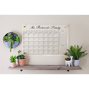 Personalized Acrylic Calendar for Wall - Ships Next Day, Made in America, Clear Dry Erase Planner for Home, Office, & Family, Glass Calendar Alternative, Easy to Clean (Clear - 16x20)