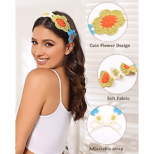 Ufgin HAIRBAND for Women - Handmade Crochet Headband, Adjustable Hippie Hair Bandanas, Boho Headbands, Knit Hair Bands - 2 Count (Red, Green)