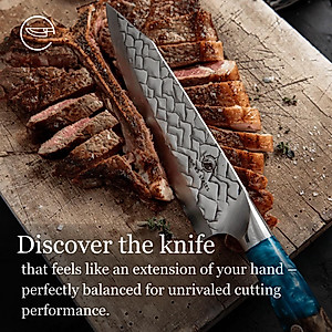 The Cooking Guild Chef Knife - 8 inch - Nomad Series - Forged German High Carbon Stainless Steel - Celestial Resin & Wood Handle - Razor Sharp - luxury gift