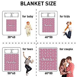 Personalized Baby Blankets with Name Custom Blankets for Girls Boys Soft Throw Name Blanket for Kids Newborn Toddler Personalized Unique Flannel Blanket Gifts, Crown, Pink, 32x48inch
