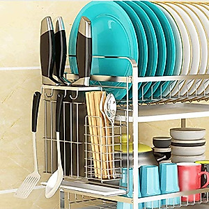 PDGJG 3 Layer Stainless Steel Cutlery Storage Shelf Dish Rack Kitchen Drain Storage Knife Chopping Board Holder Home Supplies