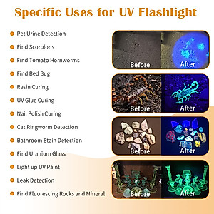 Waklyte Black Light UV Light, 21 LED 395nm UV Flashlight, Powerful Mini Blacklight Flashlight, Small Portable Black Light Flashlight for Pet Urine Detection, Scorpion, Resin Curing, Bed Bug, Nails