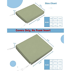 Hokiten Sage Green Outdoor Cushion Chair Cover Set of 2 - Waterproof Couch Seat Covers, Farmhouse Sage Green Decor Patio Furniture Protector Cushions Slipcovers for Sofa/Garden/RV, 20"x18"x4"