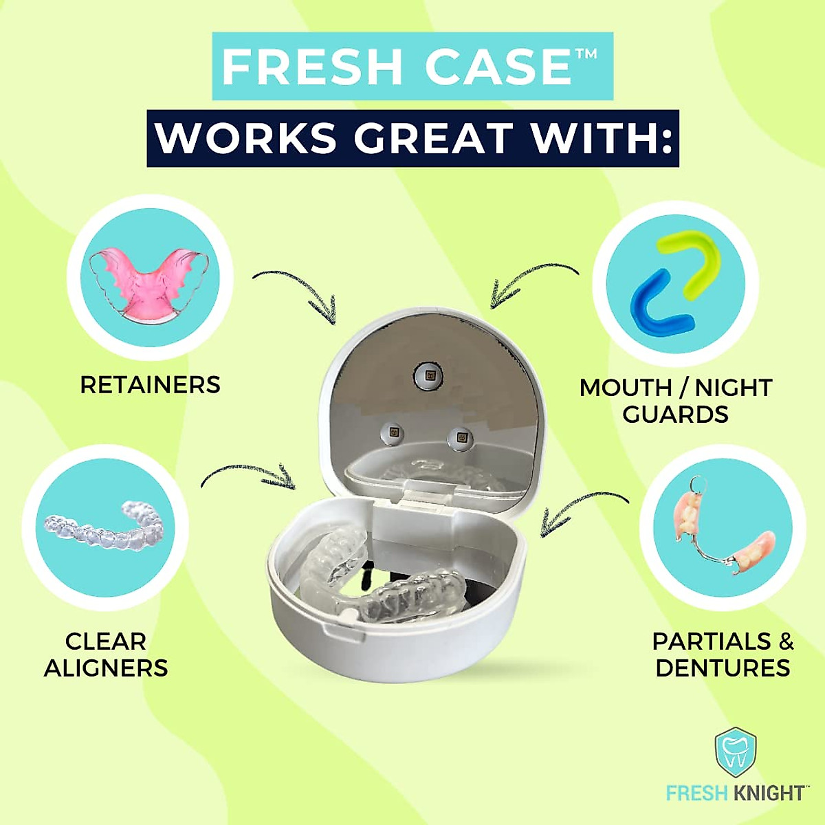 FRESH KNIGHT UV Retainer Case | UVC Retainer Cleaner, Disinfects Cleans and Removes Odors, Mouth Guard Case, compatible for Invisalign Case, Retainer Cases | Fresh Case
