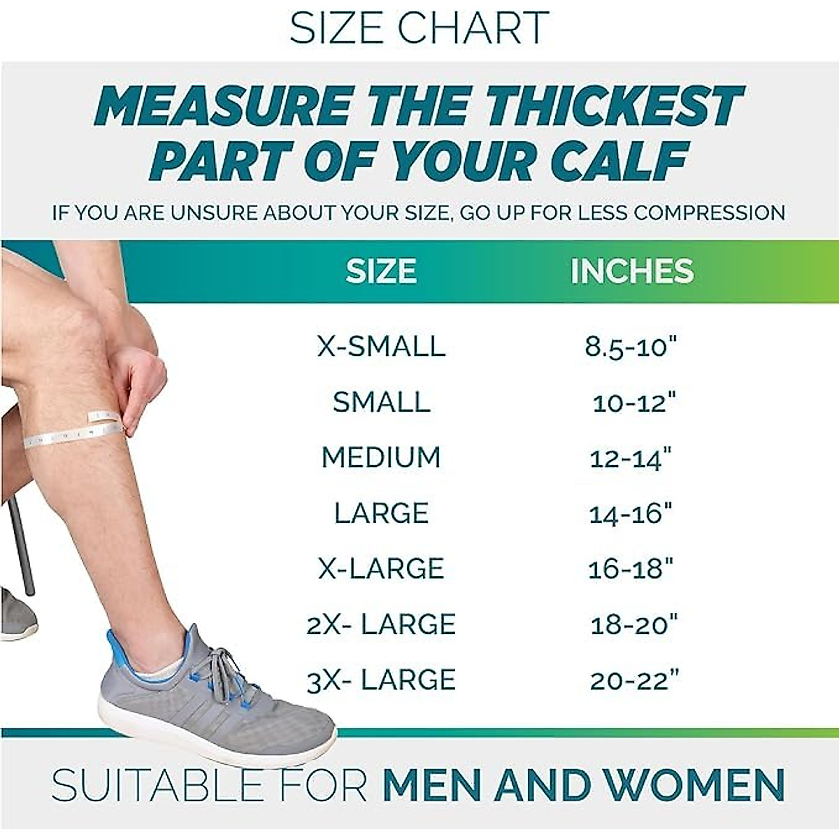 Calf Compression Sleeves for Men and Women - Footless Compression Socks for Runners, Shin Splints, Varicose Vein and Calf Pain Relief - Leg Brace for Running, Cycling, Travel - Medium, Black