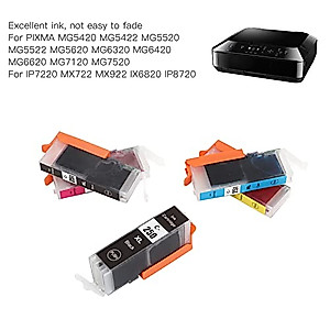 FTVOGUE 250‑251 Multi Colors Ink Cartridge Replacement Printer Inkjet Cartridges for PIXMA (BK BK C M Y 5 Colors)