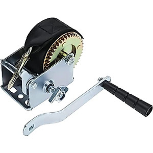 BTSHUB 1000lbs Hand Winch, Hand Crank Strap Cable Gear Winch Durable Gears, Resist Wear & Tear Steel Marine Towing Winches ATV Boat Trailer