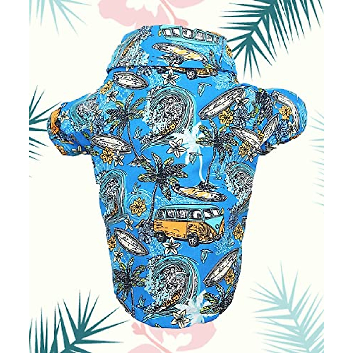 3 Pack Hawaiian T Shirts for Dog Button Up Summer T-Shirts Breathable Hawaii Clothes Small Puppy Cool Tee Shirt Beach Coconut Floral Printed Camp Polo Vacation Clothes
