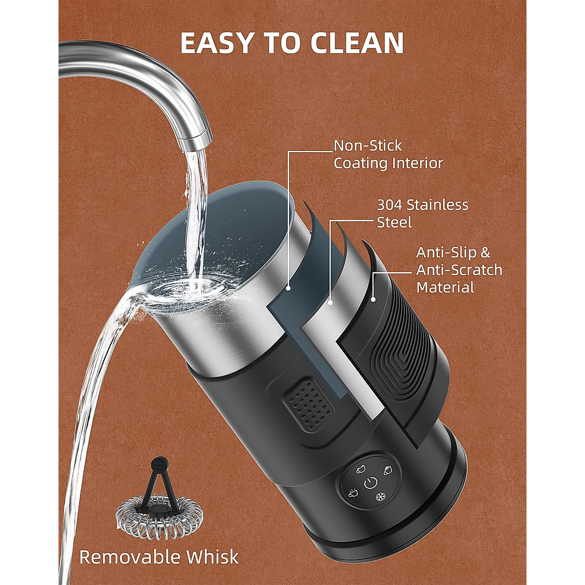 4 in 1 Electric Milk Frother and Steamer, Milk Warm Frother for Hot Chocolate, Latte, Cappuccino, Stainless Steel Automatic Hot Cold Foamer-Coffee Steamer Foam Maker