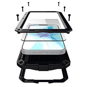 Marrkey for iPhone 13 Pro Max Case,360 Full Body Protective Cover Heavy Duty Shockproof Tough Armour Aluminum Metal Case with Silicone Built-in Screen Protector for iPhone 13 Pro Max 6.7" - Black