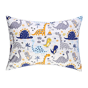 Kids Toddler Pillowcases 2 Packs Boy 100% Cotton 14x19 Fits Toddler Bedding Pillow 14x19, 13x18 Small Pillow (Blue Dinosaurs)