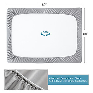 2 Pack Queen Fitted Sheet, Queen Bedding Fitted Sheet Only with Deep Pocket up to 14", Bottom Sheet, Shrinkage & Stain Resistant Fitted Sheet for Queen Size Bed, Wrinkle Free & Easy Care, Grey