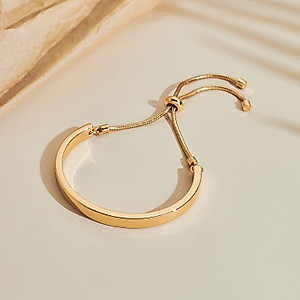 ENSKEFEN 14K Gold Bracelets for Women Gold Bangles Adjustable Slider Bracelet Bangle Bracelets for Women Gold Dainty Cuff Bracelet Minimalist Costume Jewelry