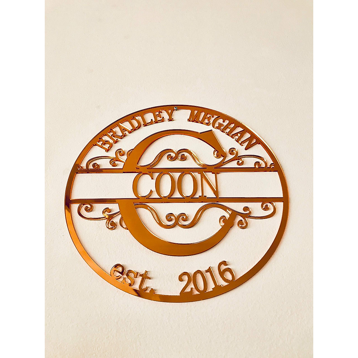 Personalized Name Sign, Custom Last Name Sign, Initial Split Letter, Wreath Monogram, Wedding Gift for Couples, Custom First Names, Door Hanger, Est. Sign, Wall Decor, Housewarming Gift (Design 1)