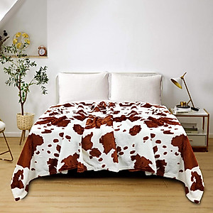 Cow Print Throw Blanket, Flannel Soft Cow Blankets for Adults, Fleece Fuzzy Cow Throw Blanket for Bed Couch Sofa, Lightweight Blanket for All Season (60x80 Inches)