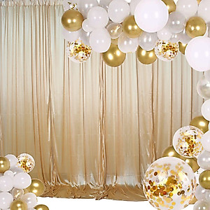 SweetEasy 2pcs 5ftx10ft Wedding Backdrop Curtains for Parties Birthday Baby Shower Bridal Home Party Festival Engagement Arch Party Stage Decorations Photography(Champagne)